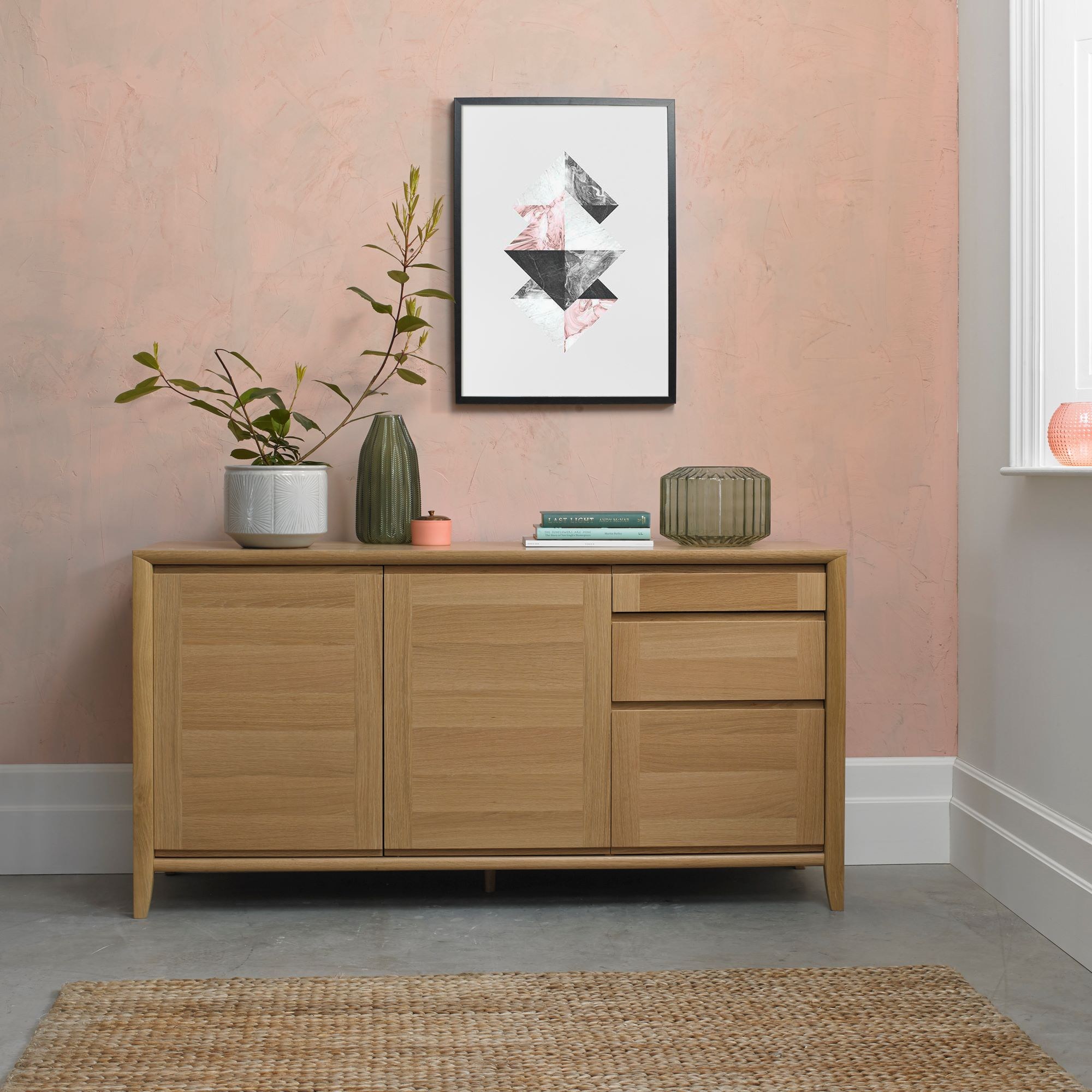 Barton Oak Wide Sideboard - Solent Beds & Furniture Ltd